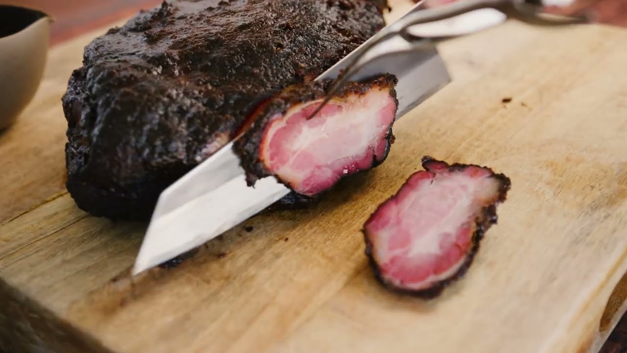 Smoked Bison Queso and Wild Hog Shoulder on a Big Green Egg - YouTube