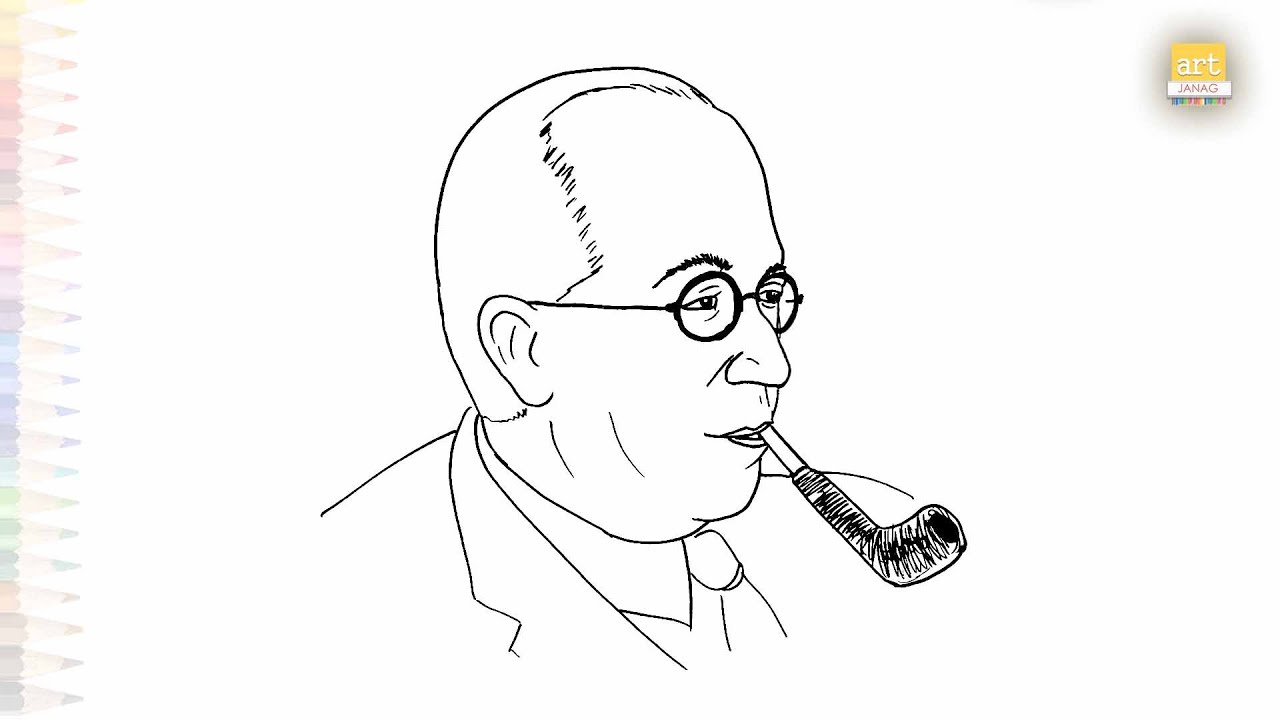 C S Lewis drawings easy | Art tutorial | How to draw C. S. Lewis step ...