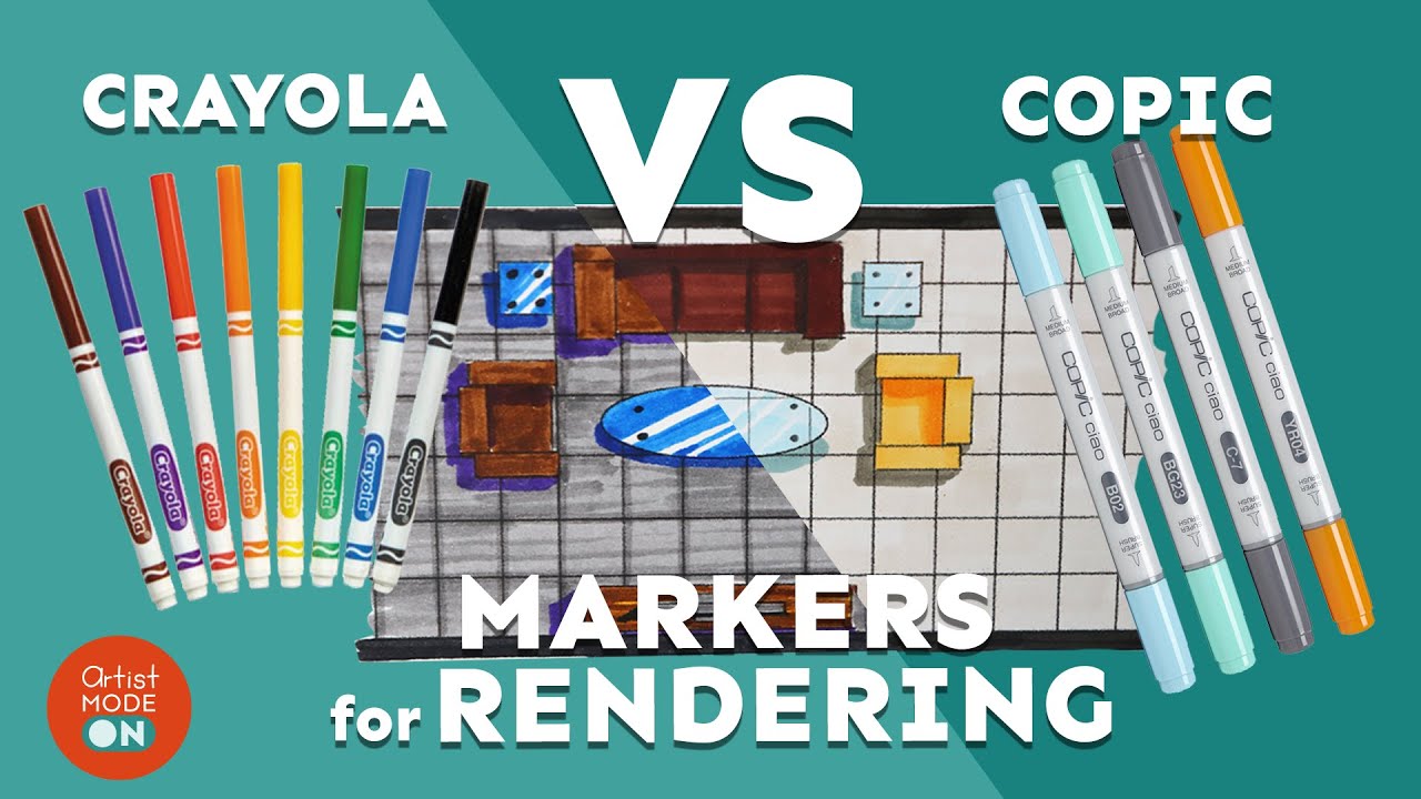 Crayola VS Copic | Marker comparison for manual rendering - YouTube