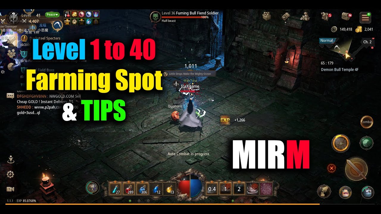 MIR M Level 1 to 40 Farming Spot & Tips - YouTube