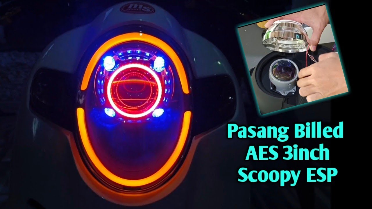 Pasang Billed 3inch AES Scoopy ESP - YouTube