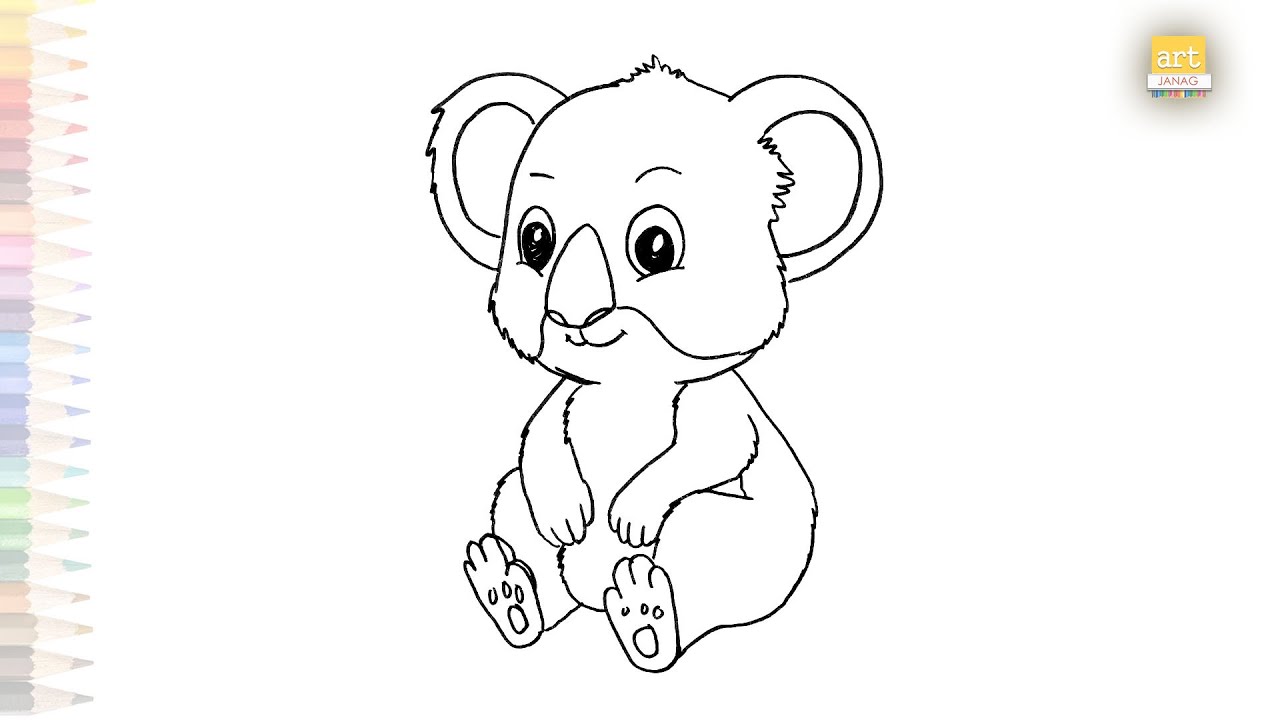 Baby Koala sitting position drawing | How to draw A Koala step by step ...