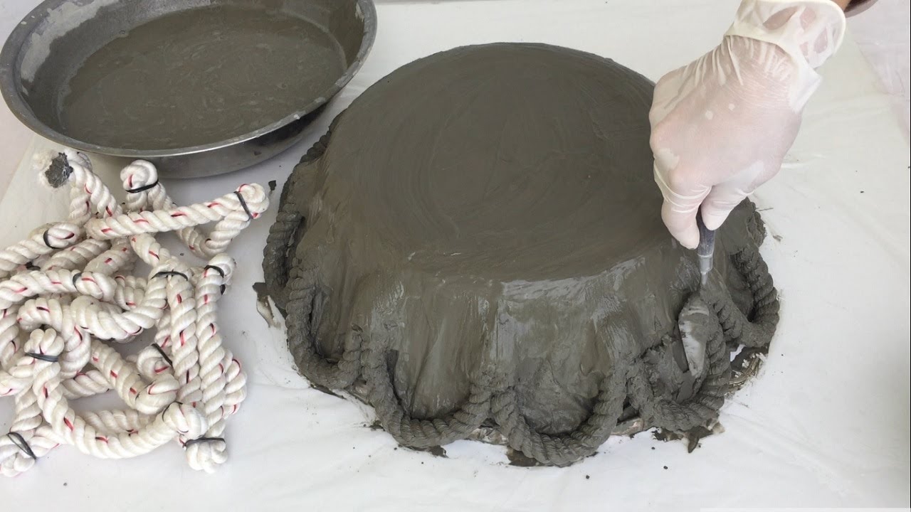 Craft Construction Of Plant Pots Made From Rope And Cement / Unique And ...