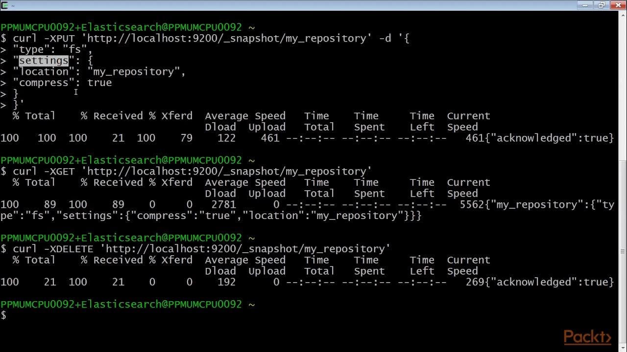 Elasticsearch 5.x Solutions - Node and Cluster Management : Backup and Restore | packtpub.com ...