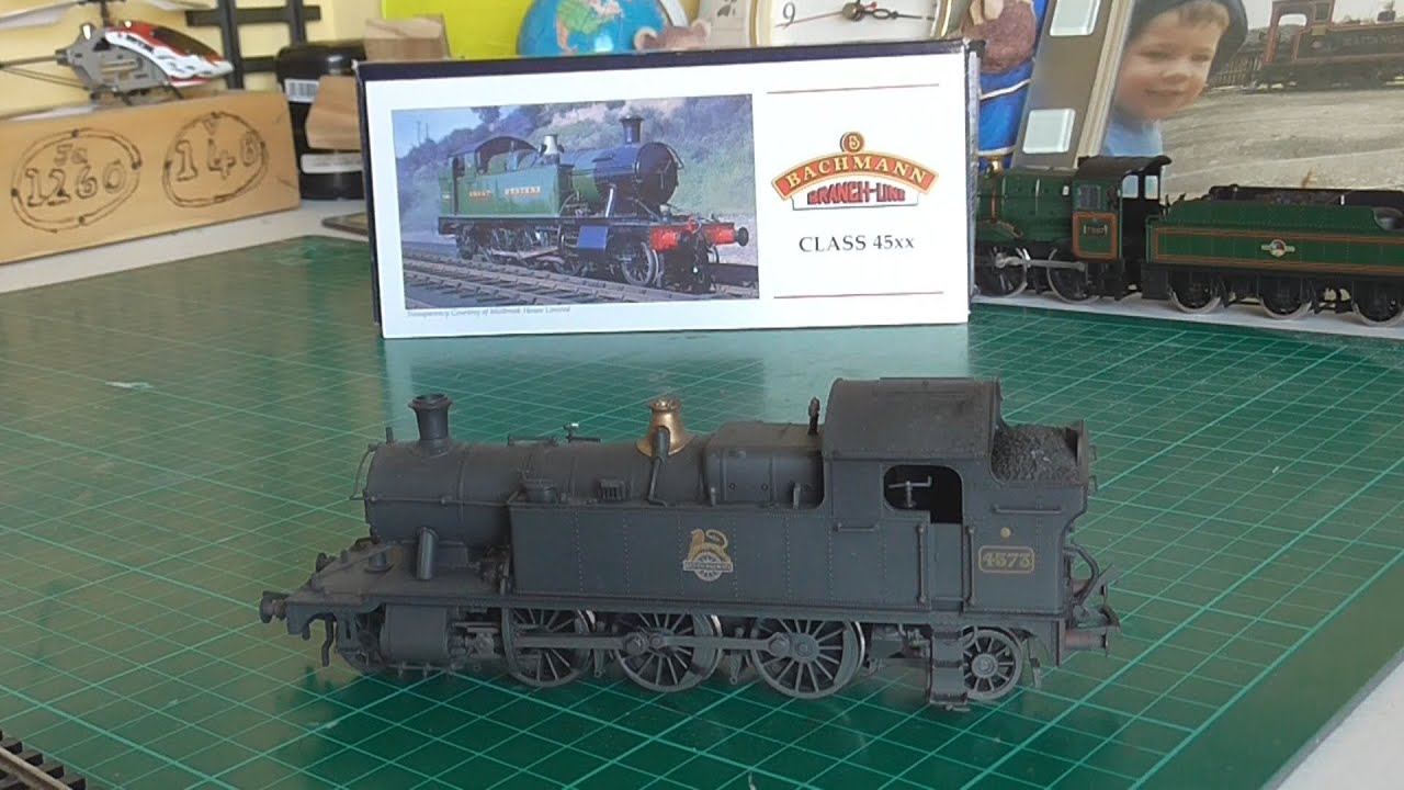Bachmann 45xx small prairie BR black weathered Review - YouTube