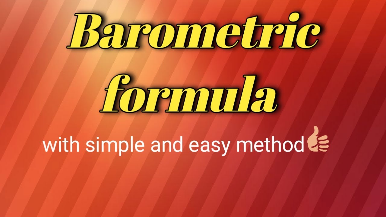 Derivation of Barometric formula|physical chemistry|Urdu|Hindi - YouTube