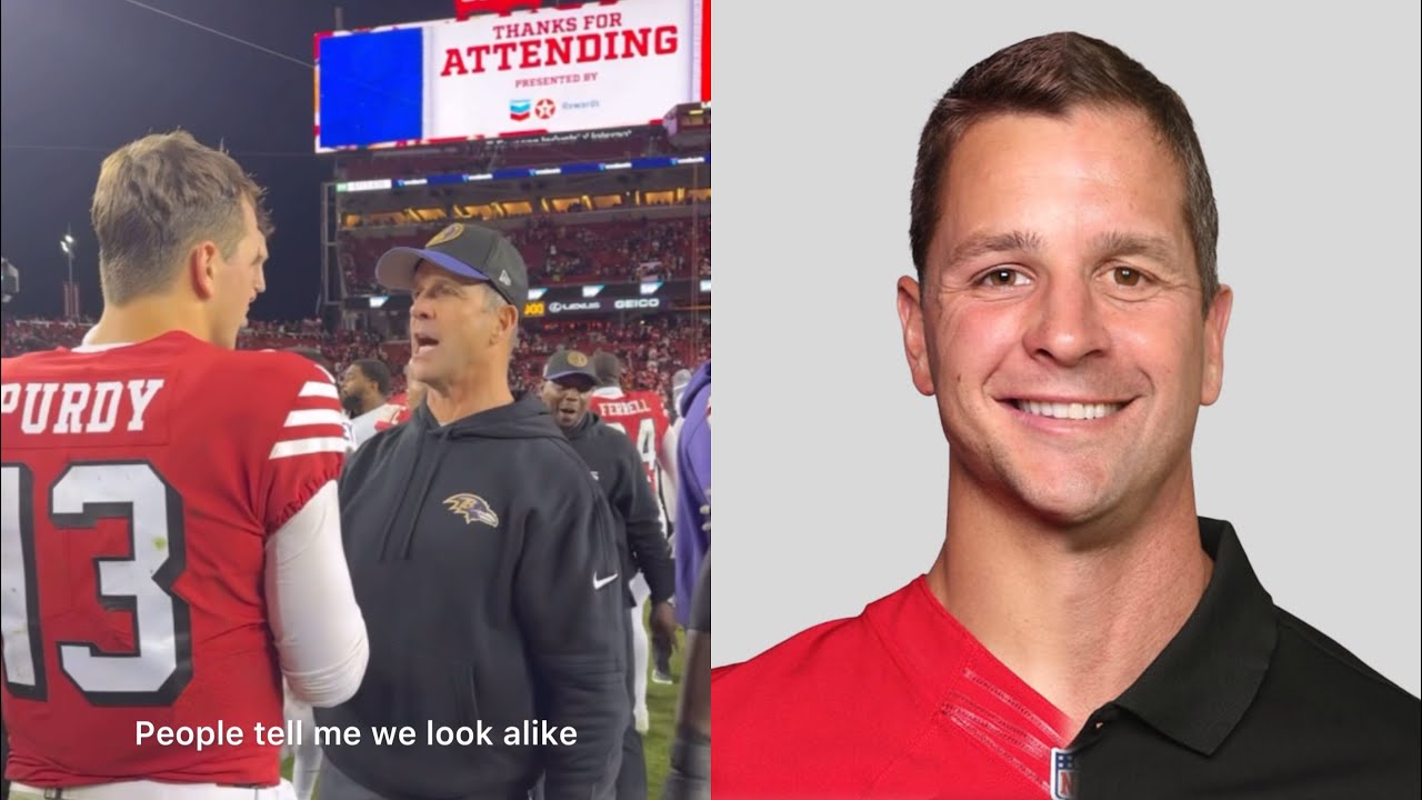 Viral clip of Ravens John Harbaugh telling 49ers Brock Pursy they look ...