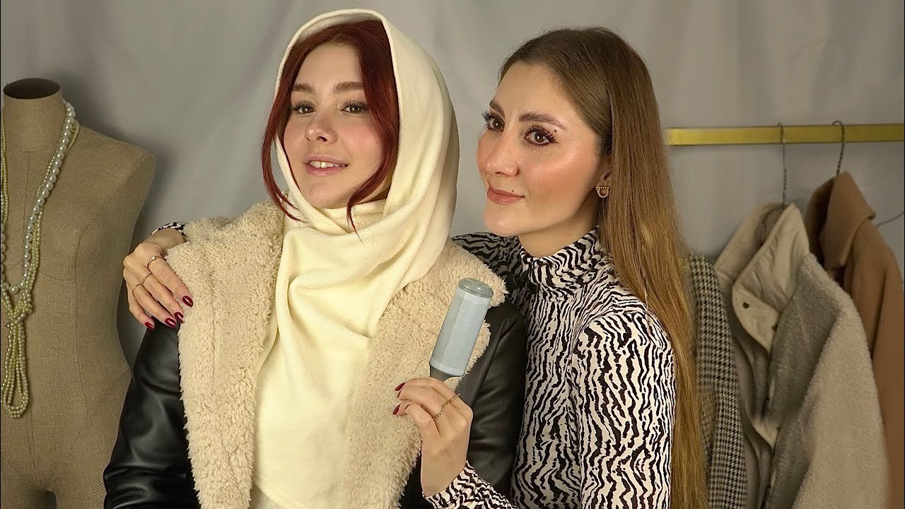 ASMR Winter Clothes Personal Styling and Adjustment | Face Framing Hair ...
