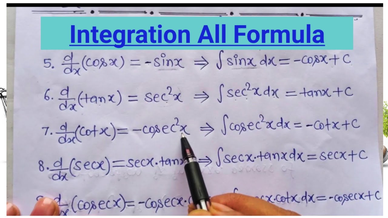 Integration All Formulas class 12 maths for 2022 | समाकलन के सभी सूत्र ...
