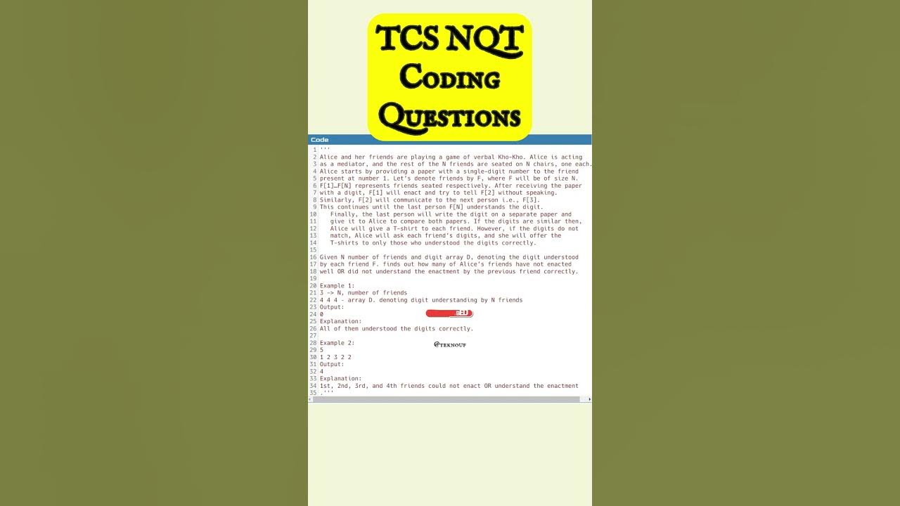 Advance Coding 😲 | Tcs NQT 2024 Preparation || Previous year coding ...
