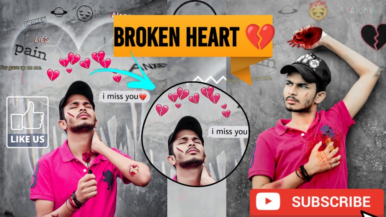 Broken heart 💔 || sad photo editing|| breakup photo edit kaise kare|| # ...