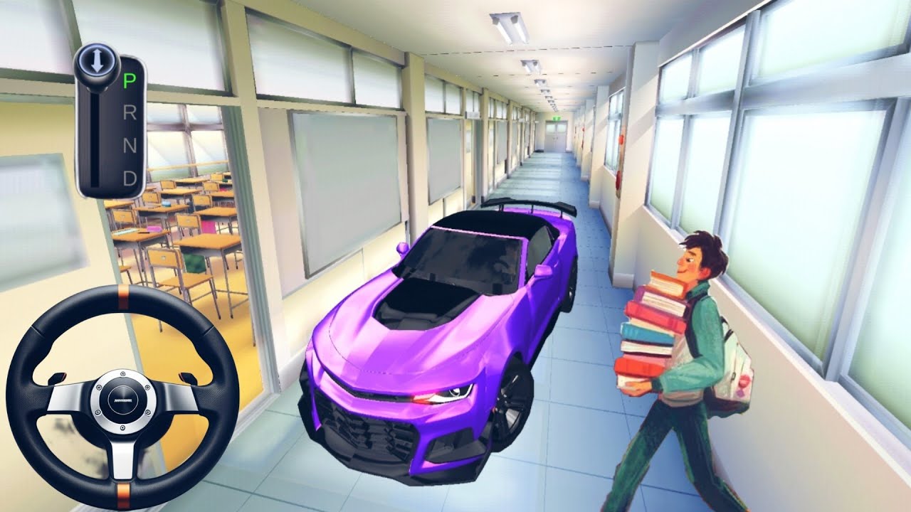 New Brand Purple Chevrolet Car Driving in City & Parking in School ...