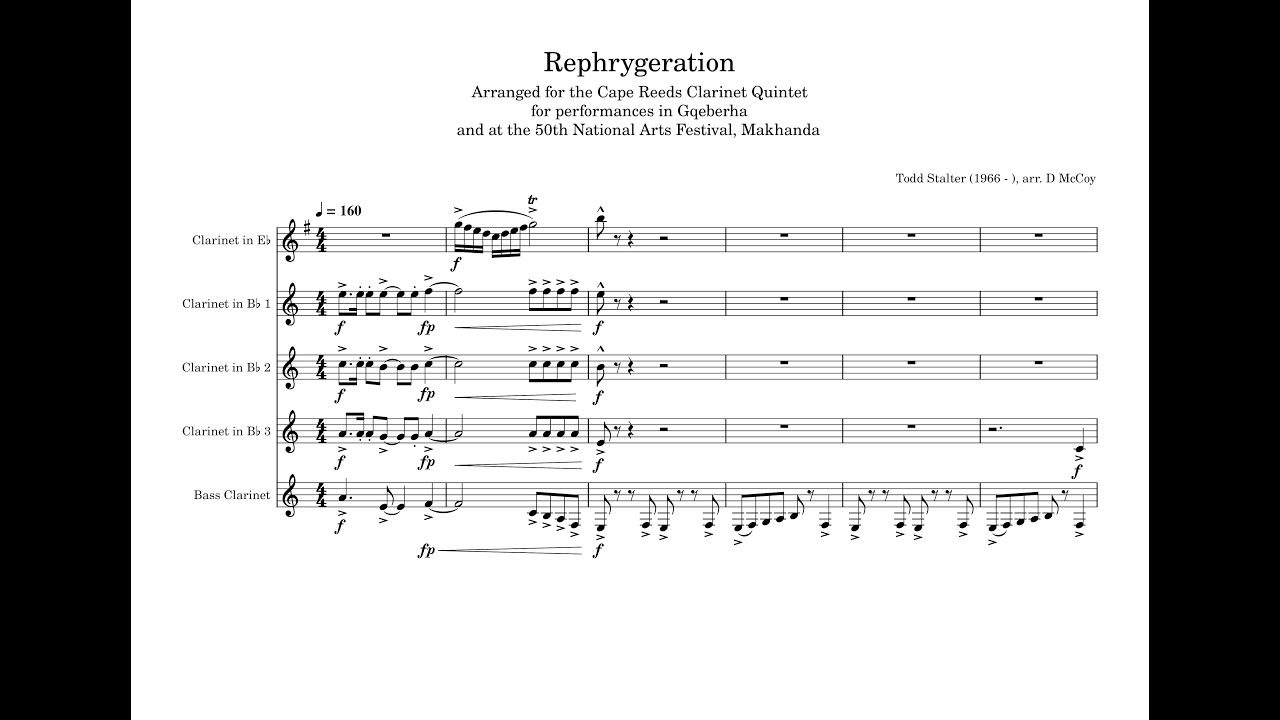 Todd Stalter - Rephrygeration for Clarinet Quintet Score Video ...