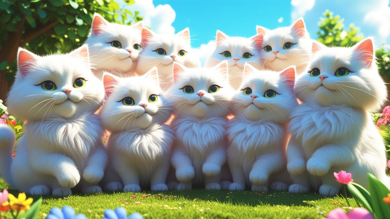 10 Little Cats | Fun Nursery Rhyme Song for Kids | Cute Kitten Videos ...