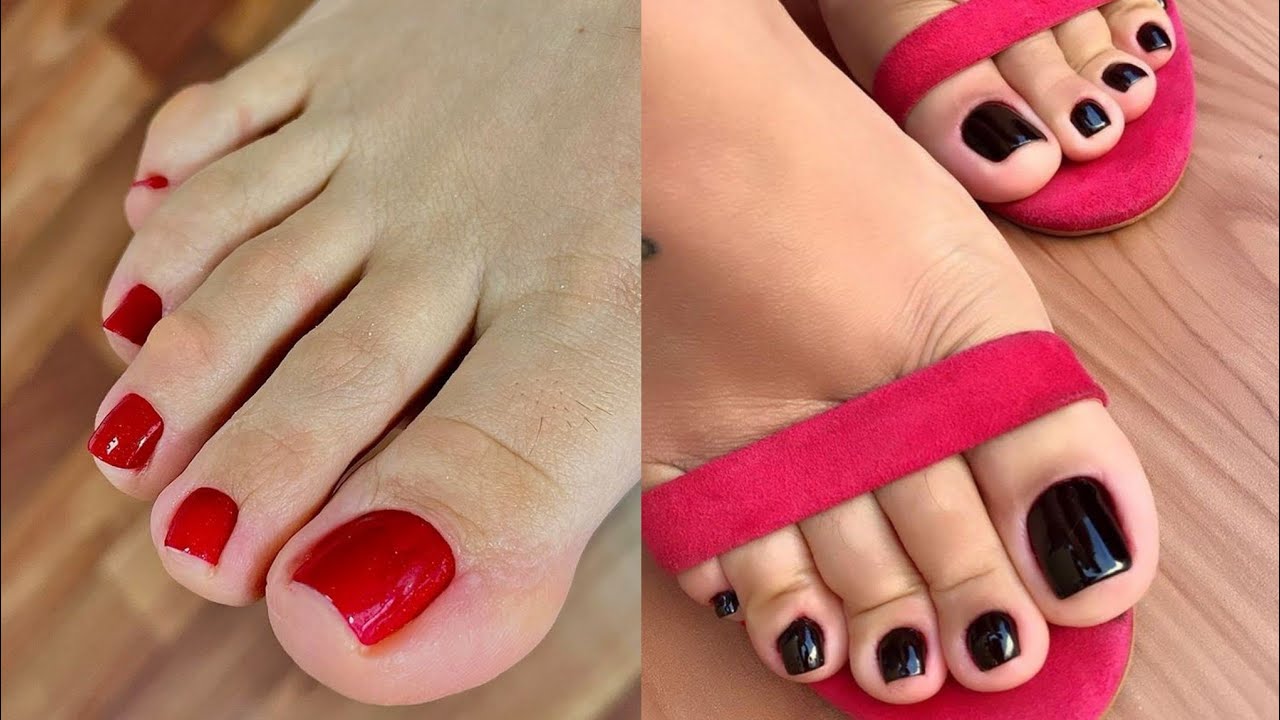 Most stunning and gorgeous toe nails art ideas💡//Latest solid pedicure ...