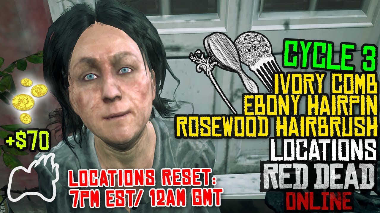 RED DEAD ONLINE Ebony Hairpin, Ivory Comb & Rosewood Hairbrush ...