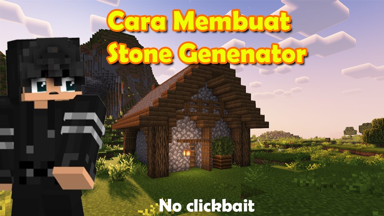 TUTORIAL CARA MEMBUAT STONE GENERATOR DI MINECRAFT | Minecraft Build 1. ...