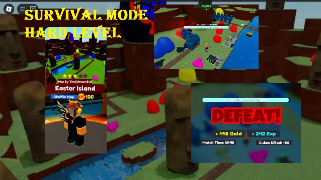 ROBLOX Cube Defense - Easter Island Survival Mode Hard - YouTube