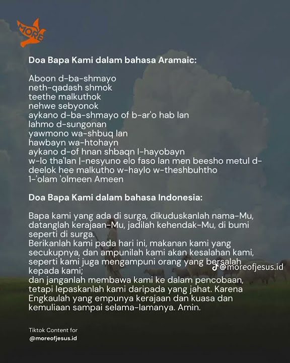 Doa Bapa Kami Dalam Bahasa Aramaic 🙏🏻😇 - YouTube