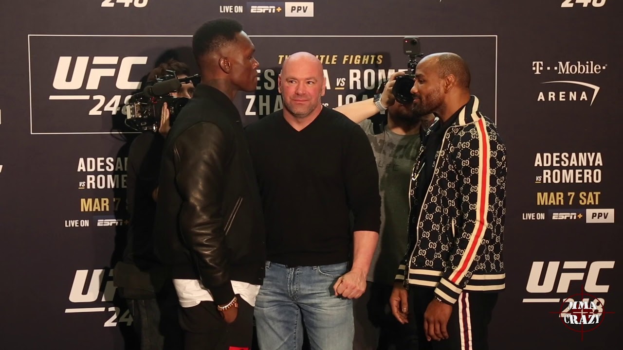 UFC 248: Israel Adesanya vs. Yoel Romero Media Day Face off - YouTube