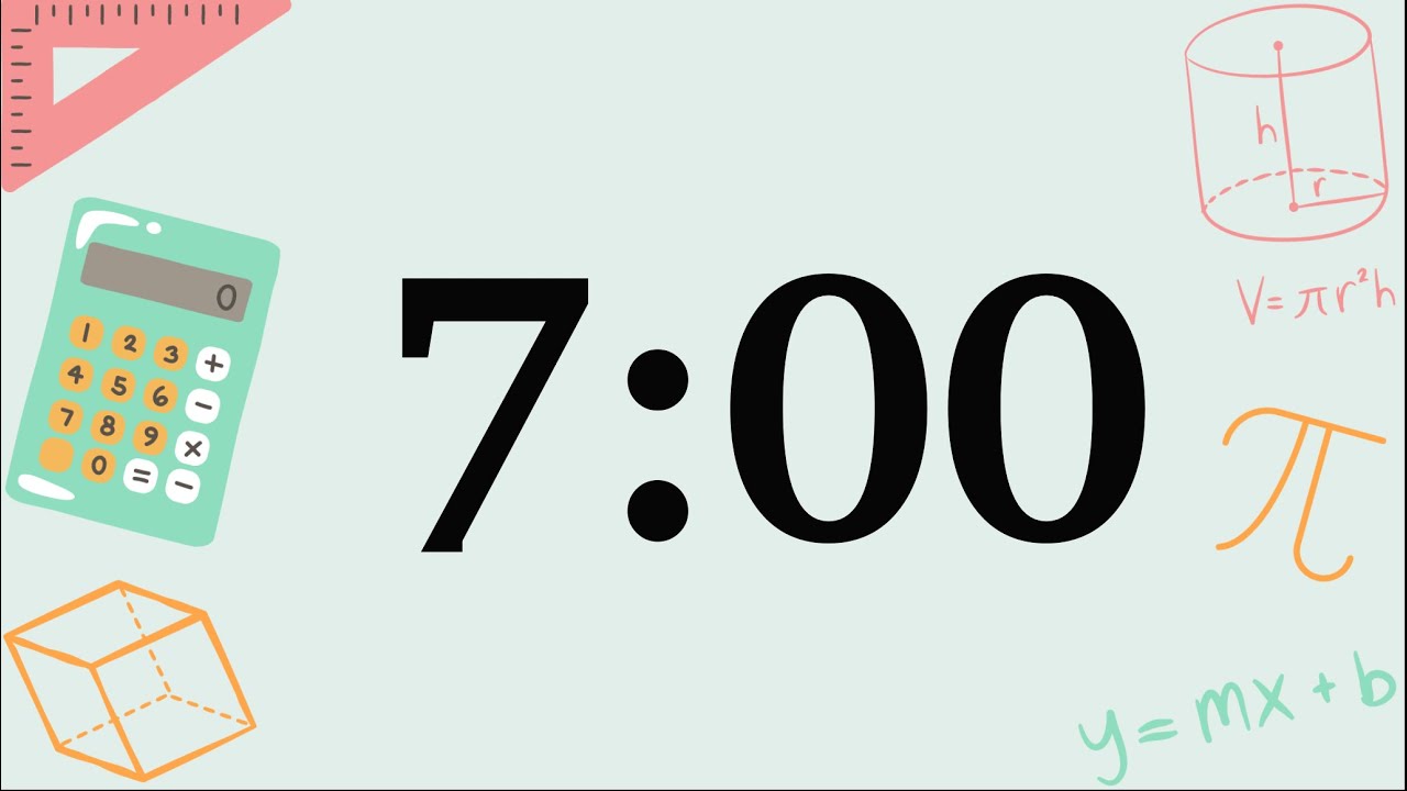7 Minute Fun Math Timer (Soft Synth Tones at End) - YouTube