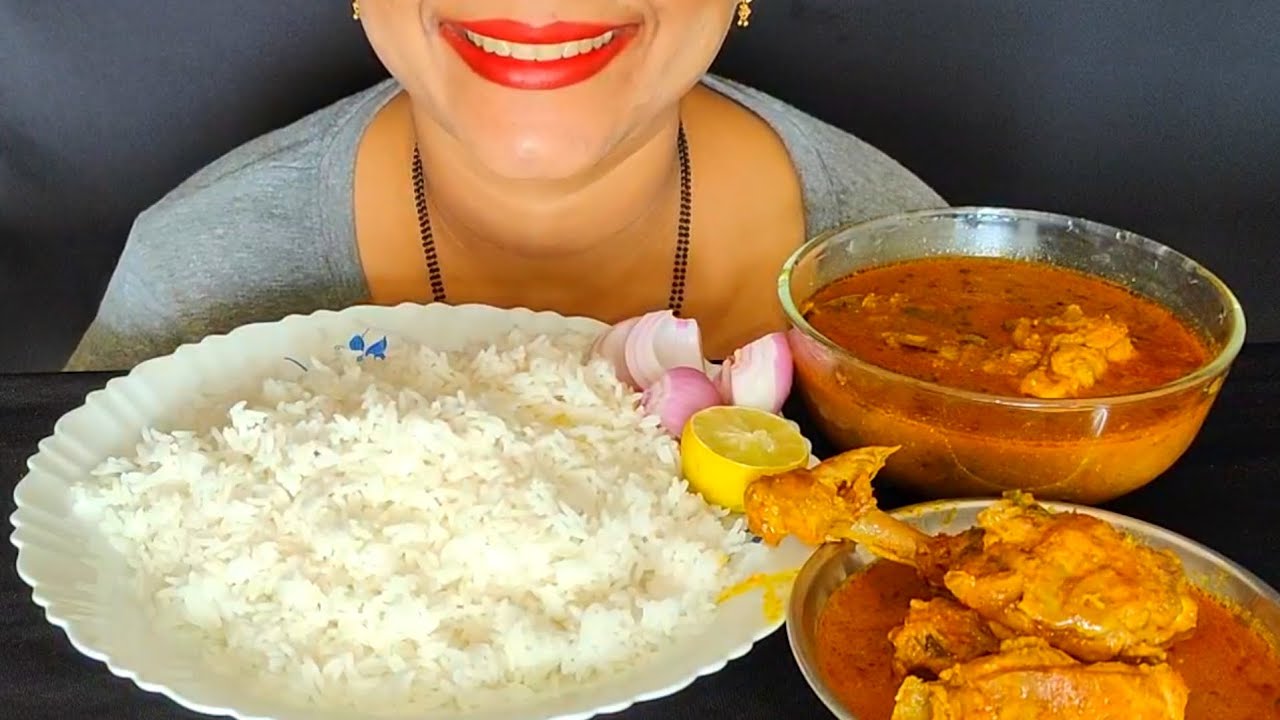 EATING CHICKEN CURRY WITH RICE 😋 SIMPLE HOMEMADE FOOD #asmr #mukbang # ...