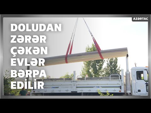 Şəkinin Daşüz kəndində doludan zərər çəkən evlər bərpa edilir