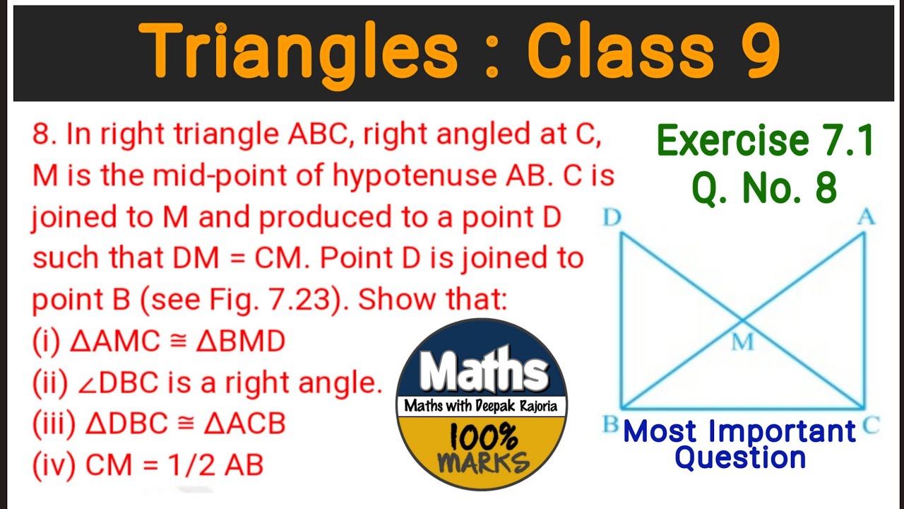 In right triangle ABC, right angled at C, M is the mid-point of ...