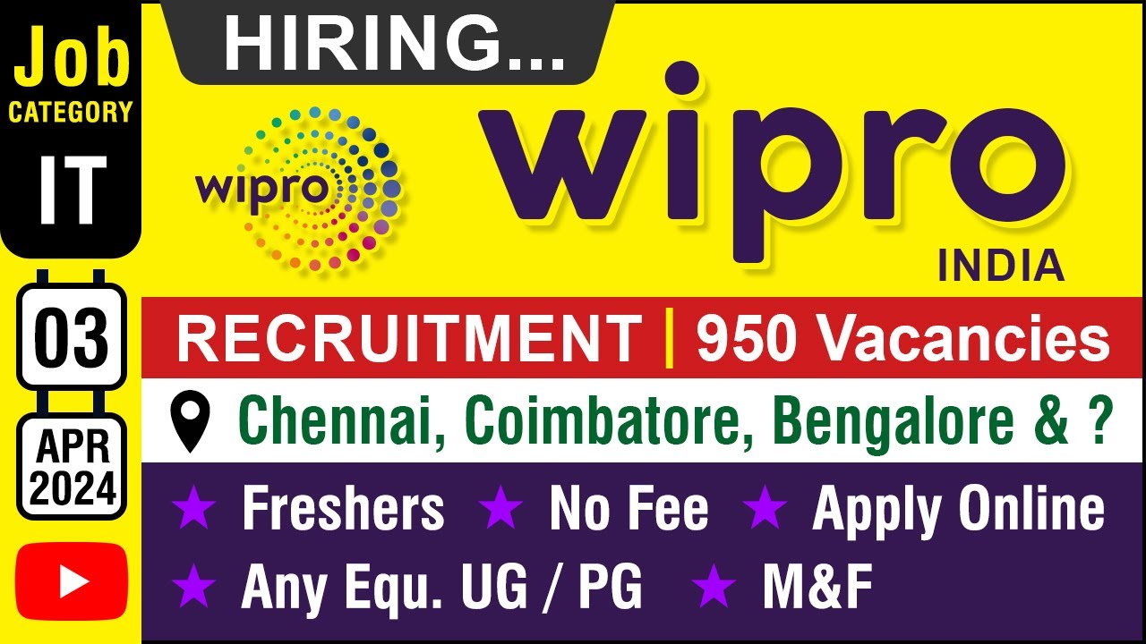 IT JOB | Wipro | 950 vacancies | Recruitment APRIL 2024 | Chennai ...