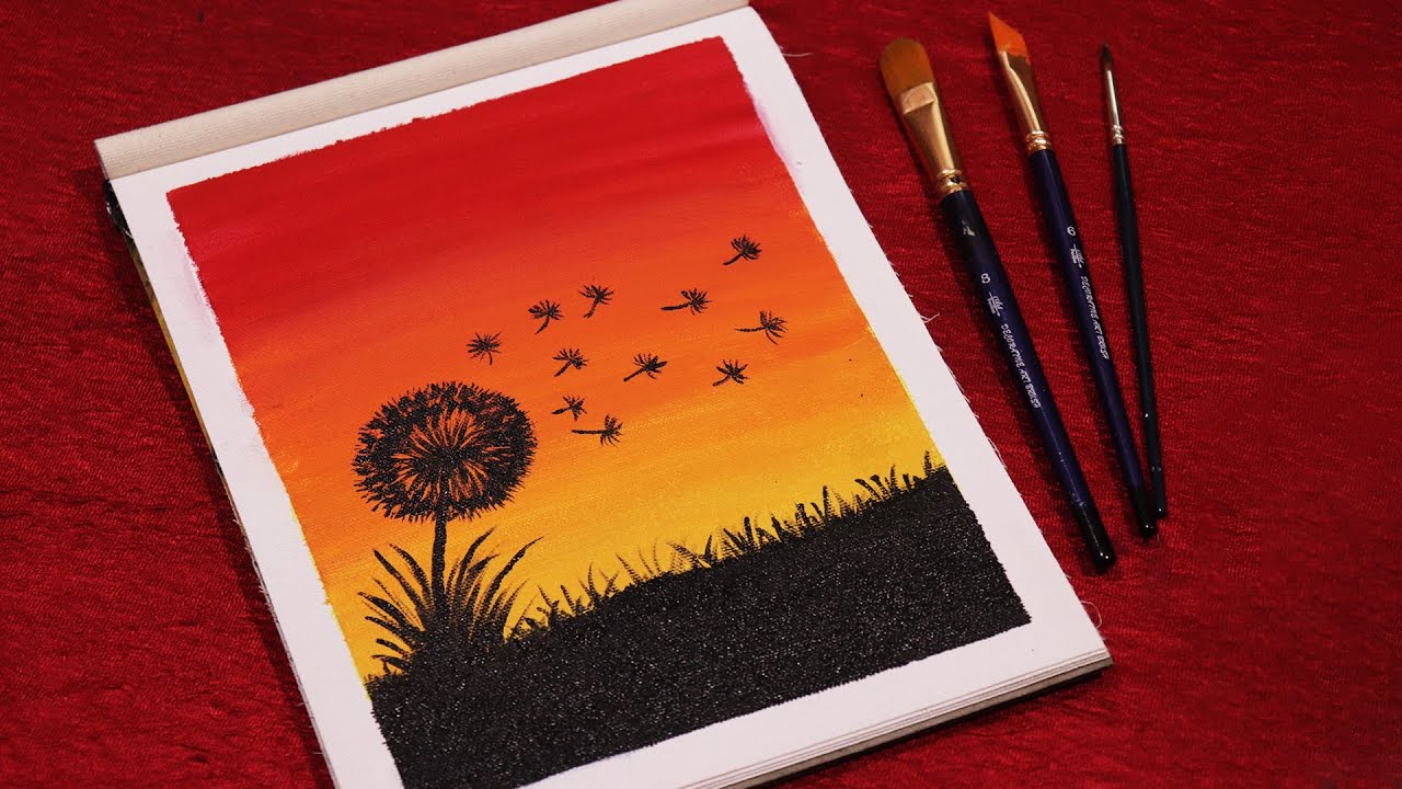 Dandelion Acrylic Painting Tutorial | Dandelion Painting Techniques For ...