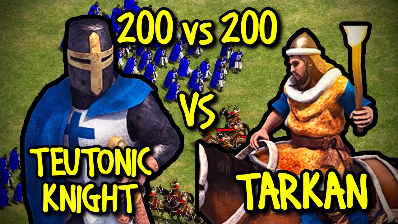 200 ELITE TEUTONIC KNIGHTS vs 200 ELITE TARKANS | AoE II: Definitive ...