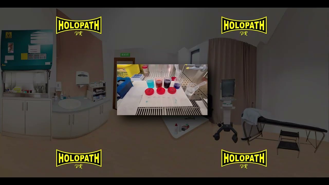 Holopath VR - 020 - Fine Needle Aspiration Clinic 360º - Sample smearing and Diff Quik staining ...