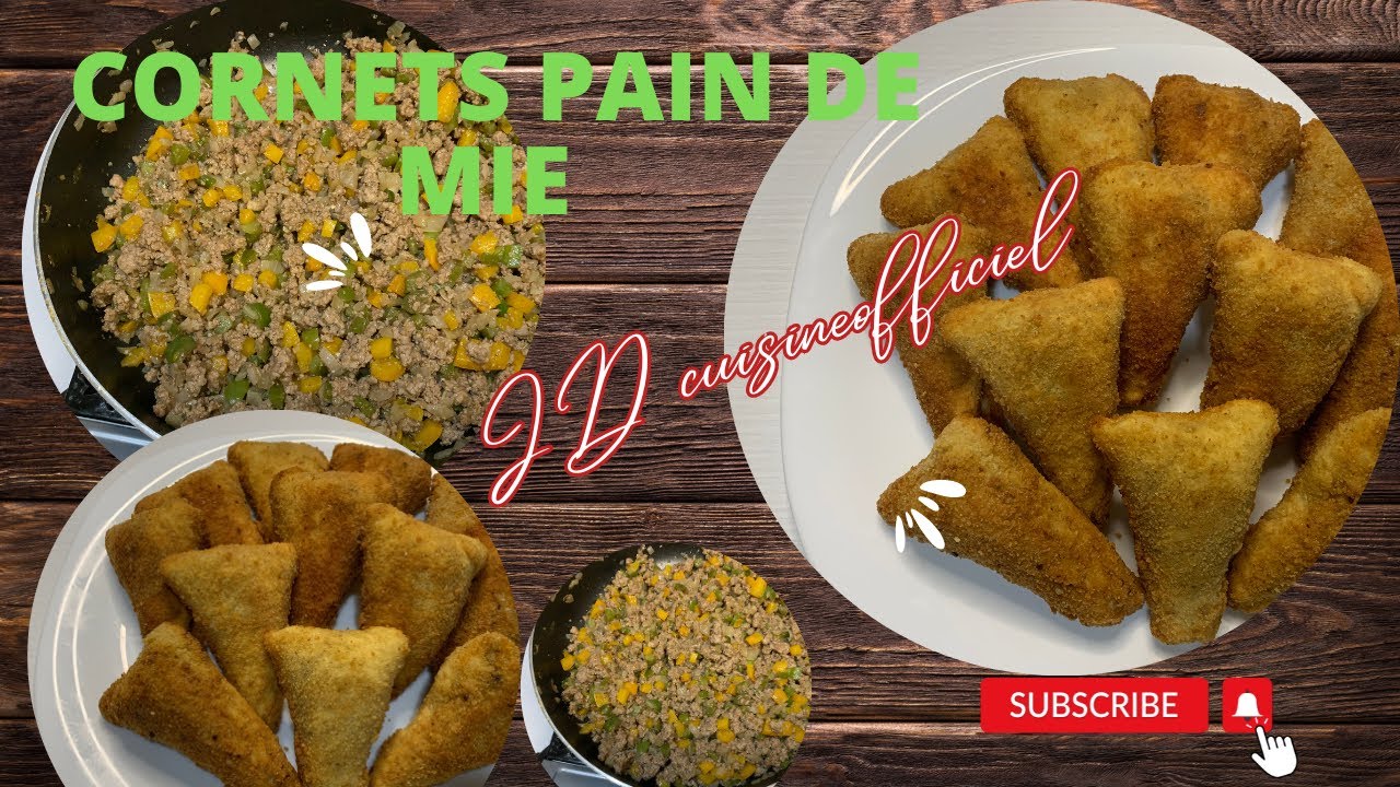 cornets pain de mie à la viande hachée - YouTube