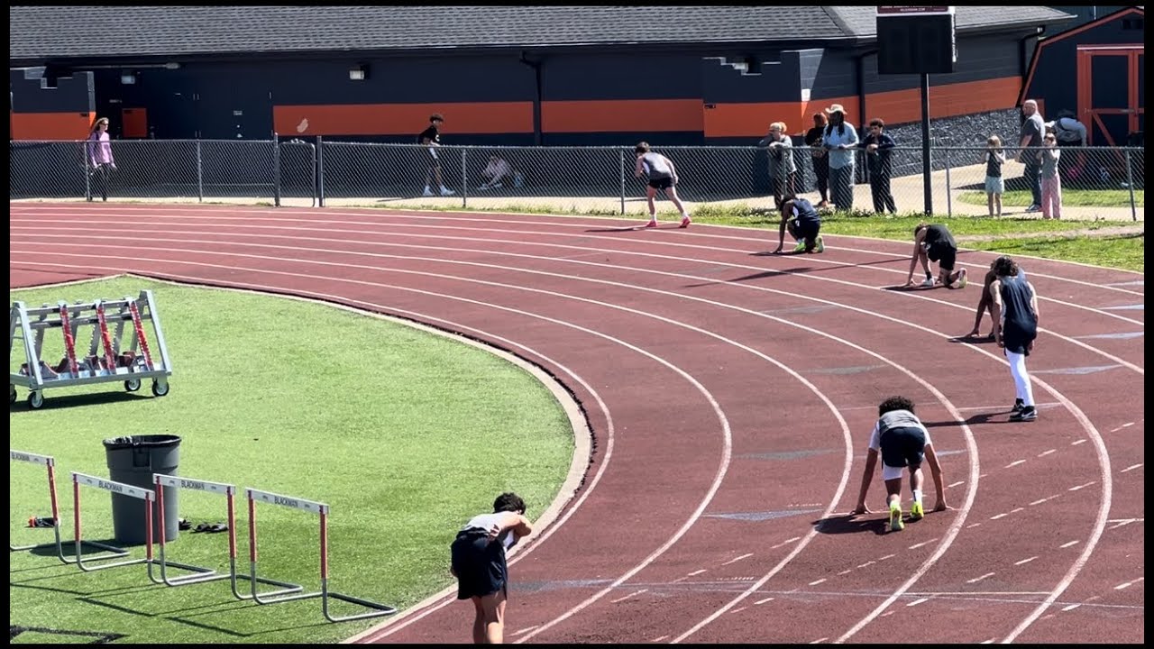 3/16/24 Blackman Middle School track meet: Boys 400 meter dash - YouTube