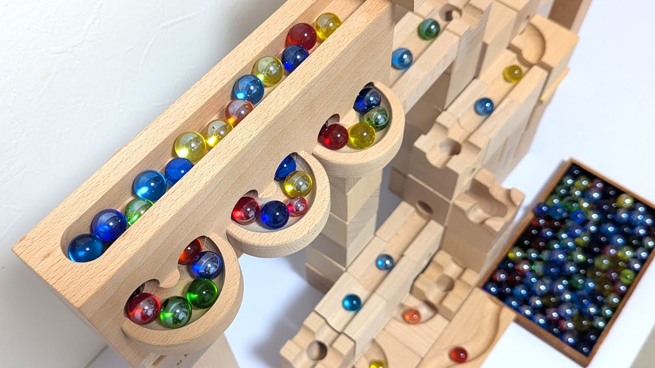 Marble Run ASMR ☆ Wooden Cubolo & Wave Slope Tower Course - YouTube