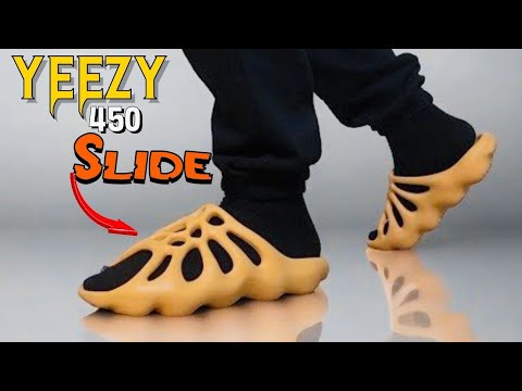 yeezy 450 slides on & feet adidas yeezy 450 slides (review on feet ...
