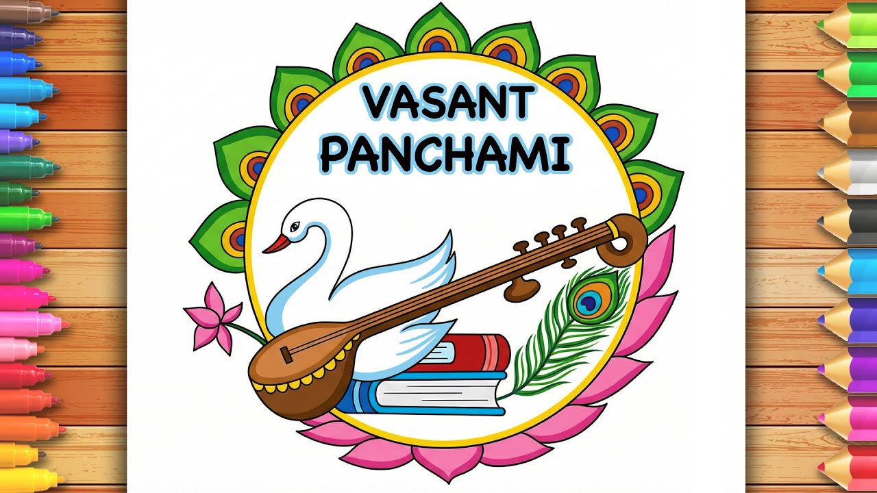Vasant Panchami Drawing / Vasant Panchami Poster / Basant Panchami ...