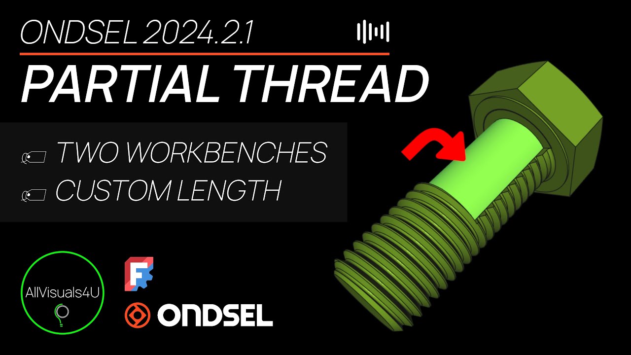 ⏱ TIMELAPSE 🔩 Partially Threaded Screw In Ondsel - FreeCAD Fasteners Workbench - FreeCAD ...