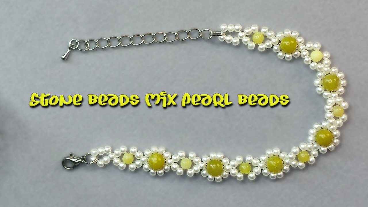 DIY Beaded Bracelet Stone Beads Mix Pearl Beads | Beaded Bracelet ...