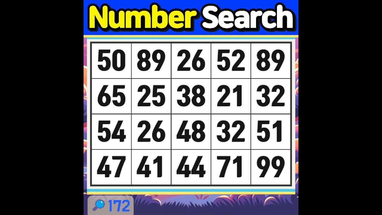 Number Search. Today, I'm aiming for a perfect score!【Memory | brain ...