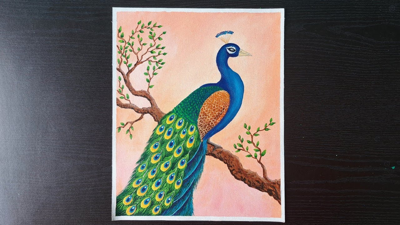 Peacock Painting on Canvas/ Acrylic painting/ Peacock Painting - YouTube