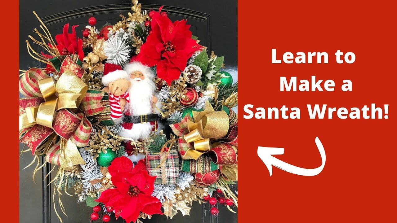How to Make a Santa Wreath | Christmas Wreath Tutorial - YouTube