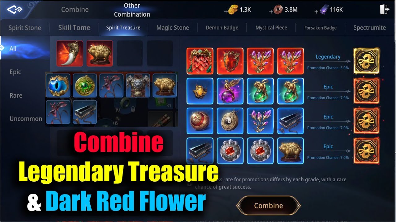 MIR4 Combine Legendary Spirit Treasure & Dark Red Flower - YouTube