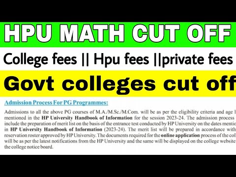 HPU Msc math entrance cut off 2023|hpu msc mathematics entrance cut off ...