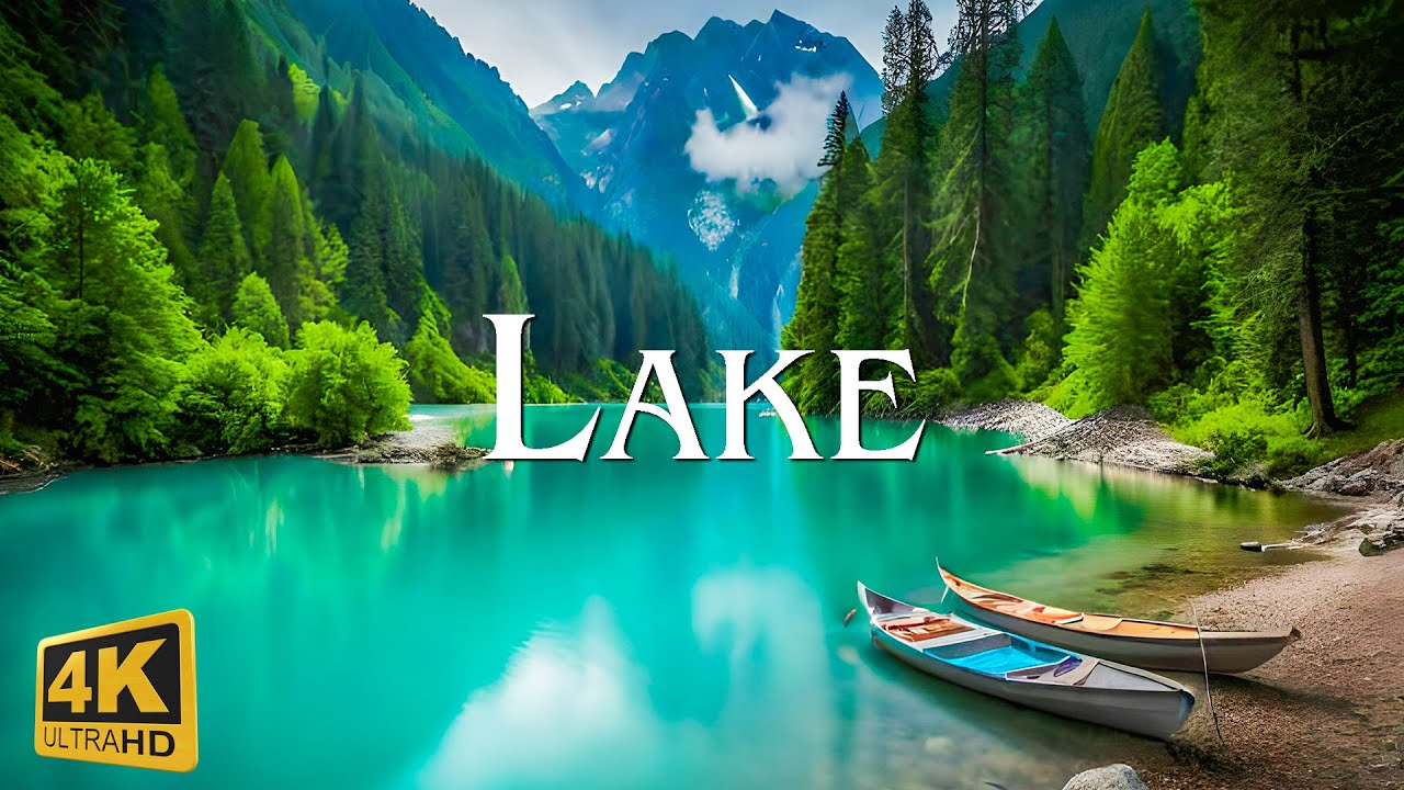 FLYING OVER LAKE (4K UHD) - Relaxing Music With Wonderful Natural ...