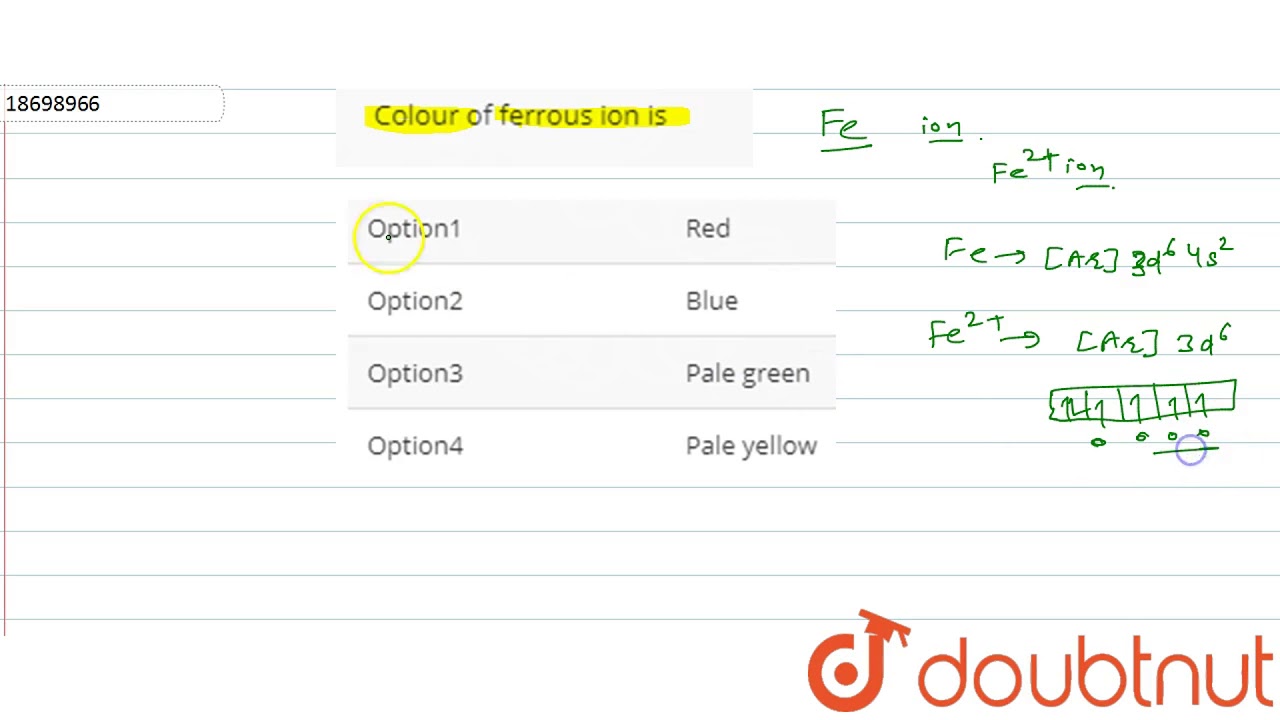 Colour of ferrous ion is - YouTube