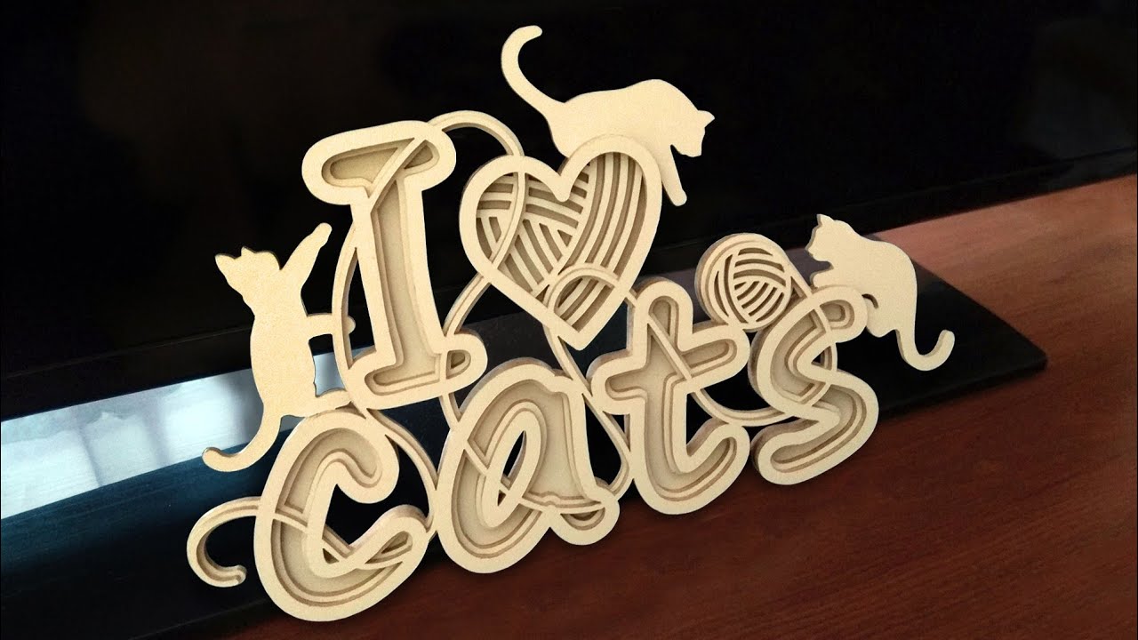I love cats - scroll saw pattern for cats lovers - YouTube