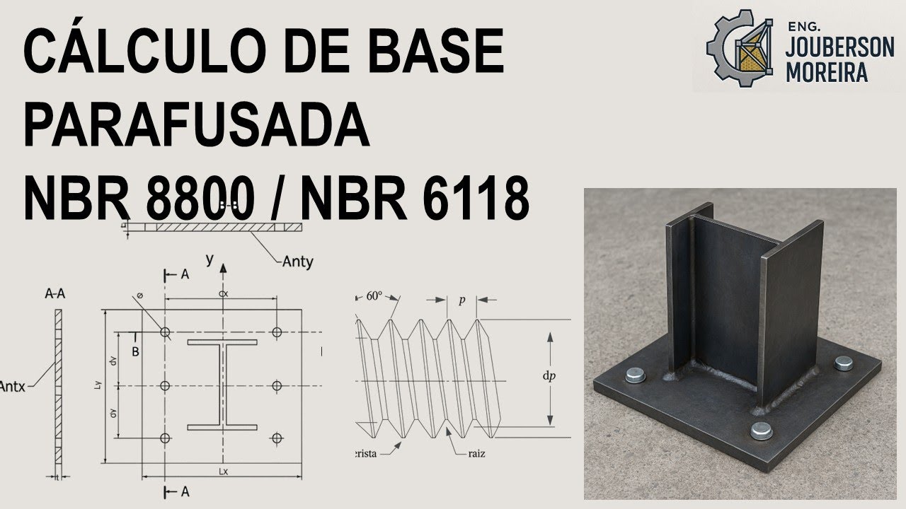 CÁLCULO DE BASE PARAFUSADA NBR 8800 / NBR 6118 - PLANILHA COMPLETA ...