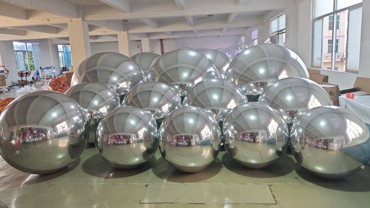 regular round giant silver inflatable mirror ball big shiny silver ...