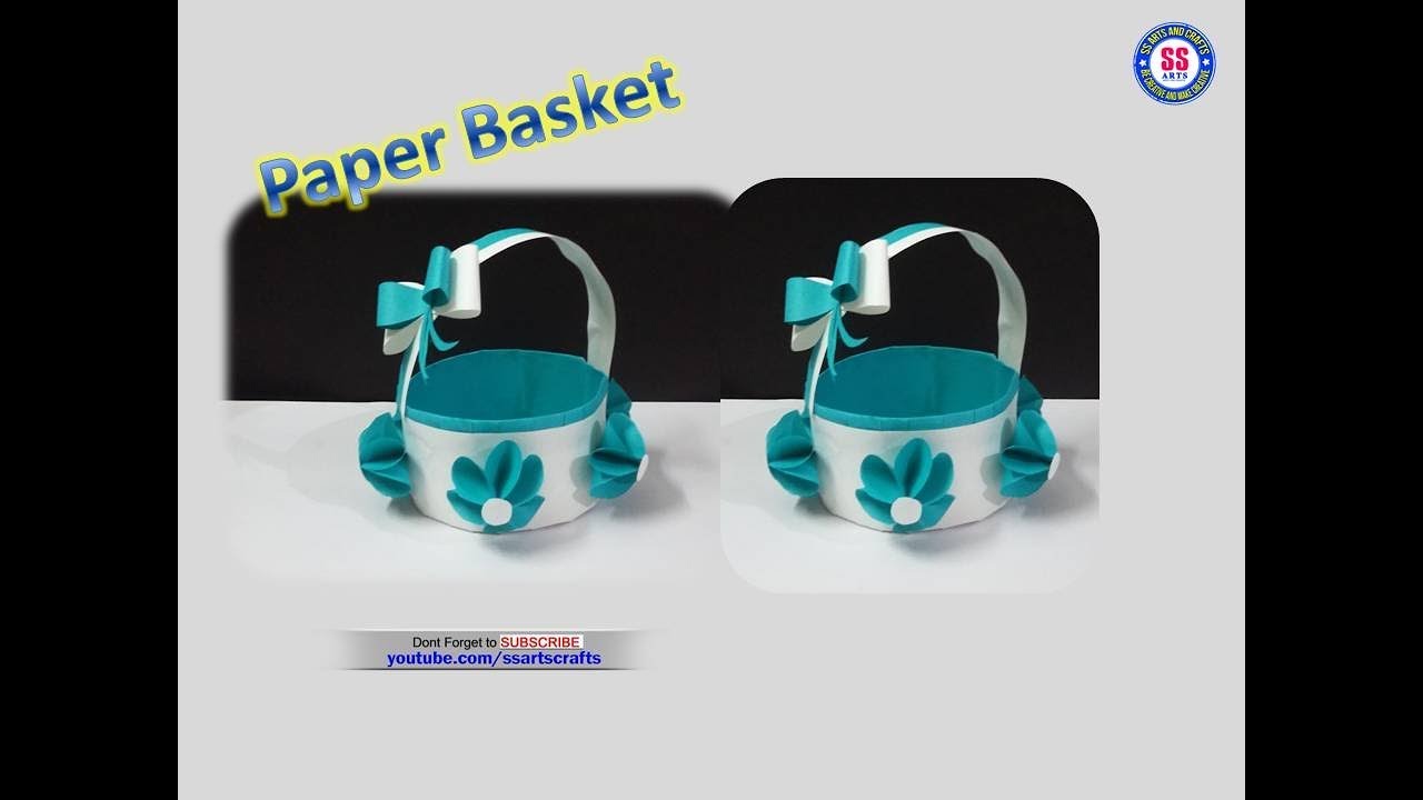 #PaperCrafts #PaperBasket || How to make Colour Paper Gift Basket at ...